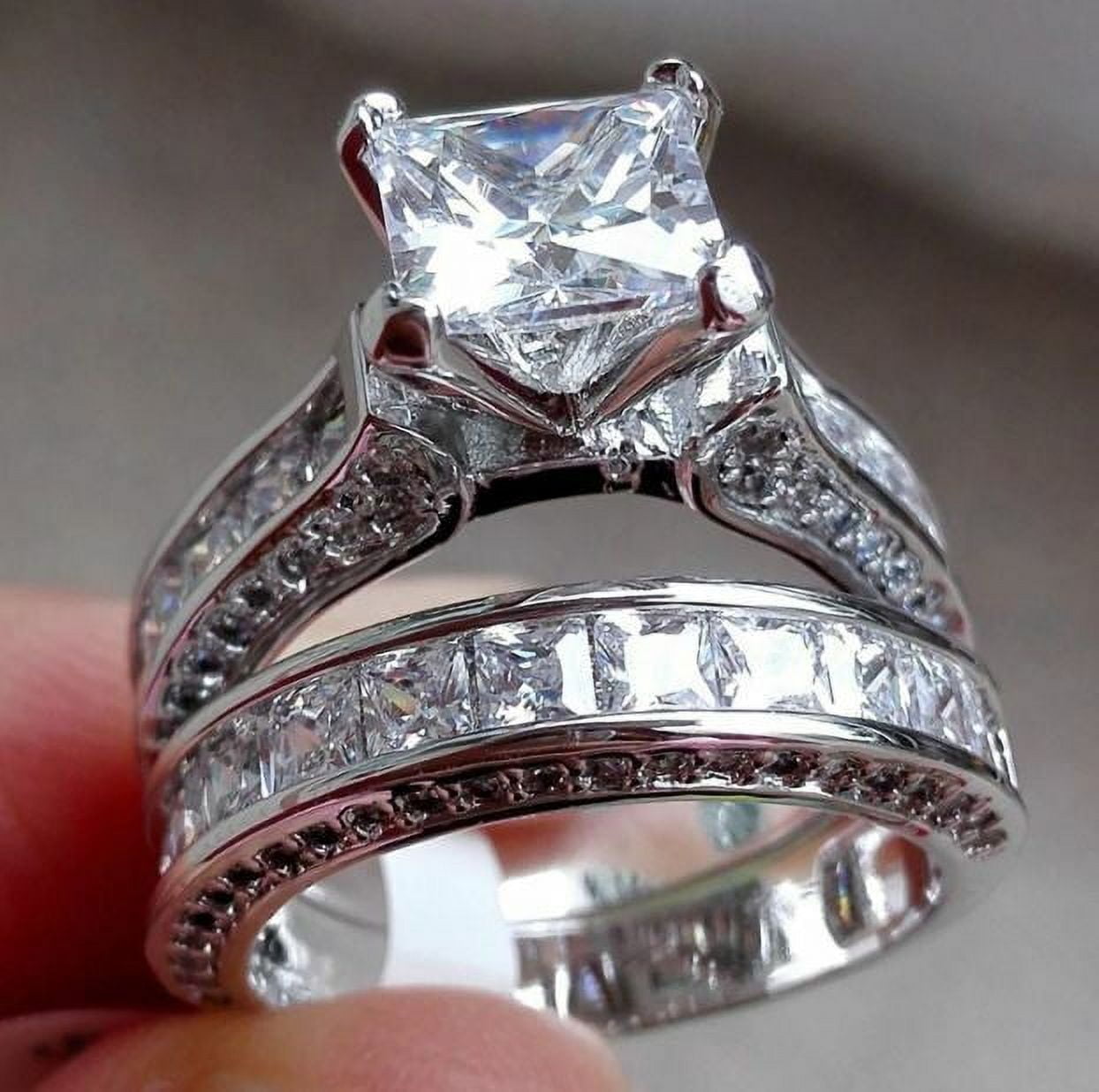 Ring Jewels 4.50 CT Princess Cut Lab Created Diamond Bridal Wedding ...