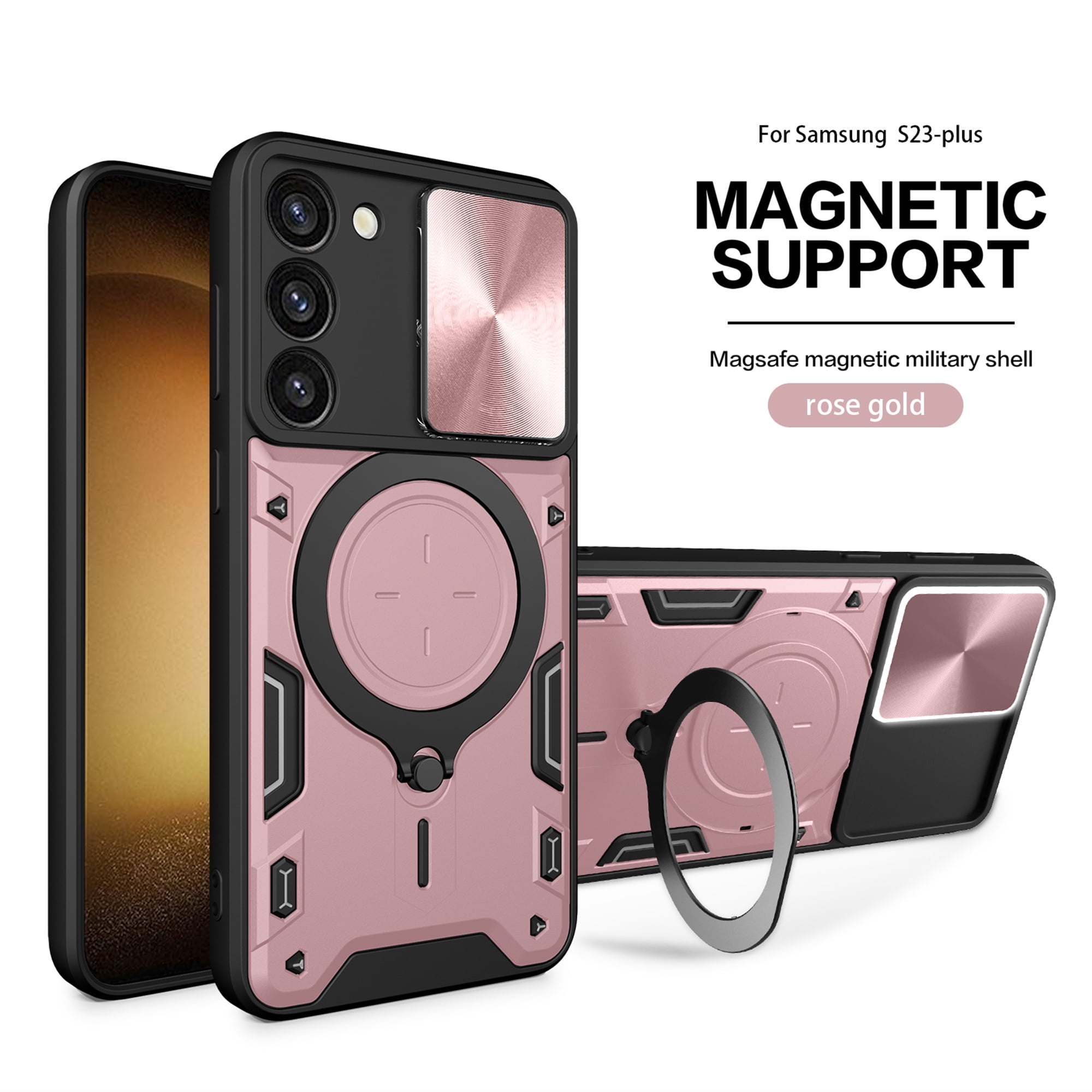 Ring Kickstand Case for Samsung Galaxy S24, Camera Lens Sliding Cover ...