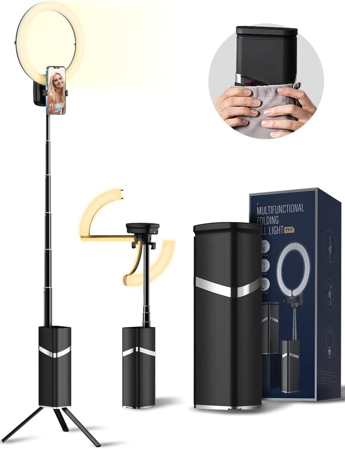 Ring Light with Tripod, Extendable 79" Selife Stand, Rechargeable ...