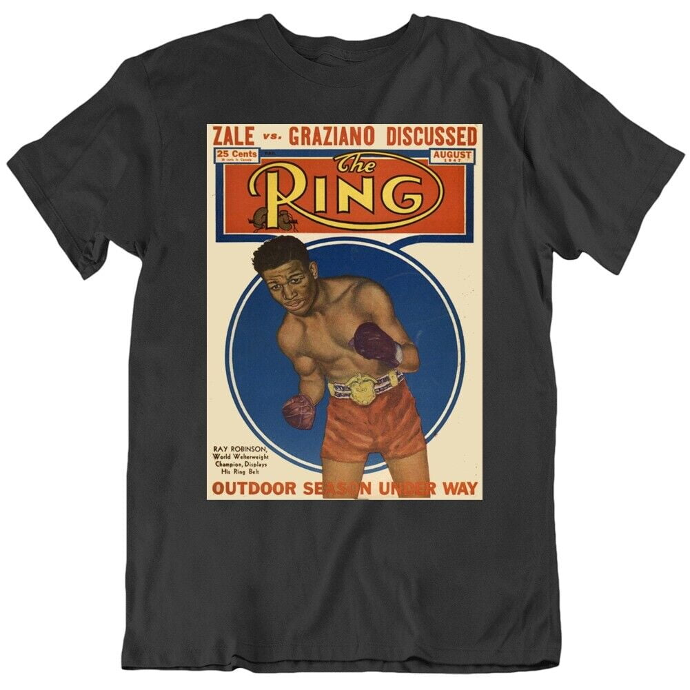 Ring Magazine August 1947 cover Sugar Ray Robinson Boxing Fan T Shirt ...