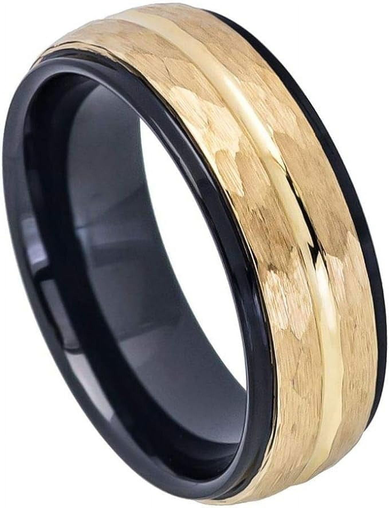Ring for Men & Ladies ipauly inc Ring Black IP Inside & Yellow Gold IP ...