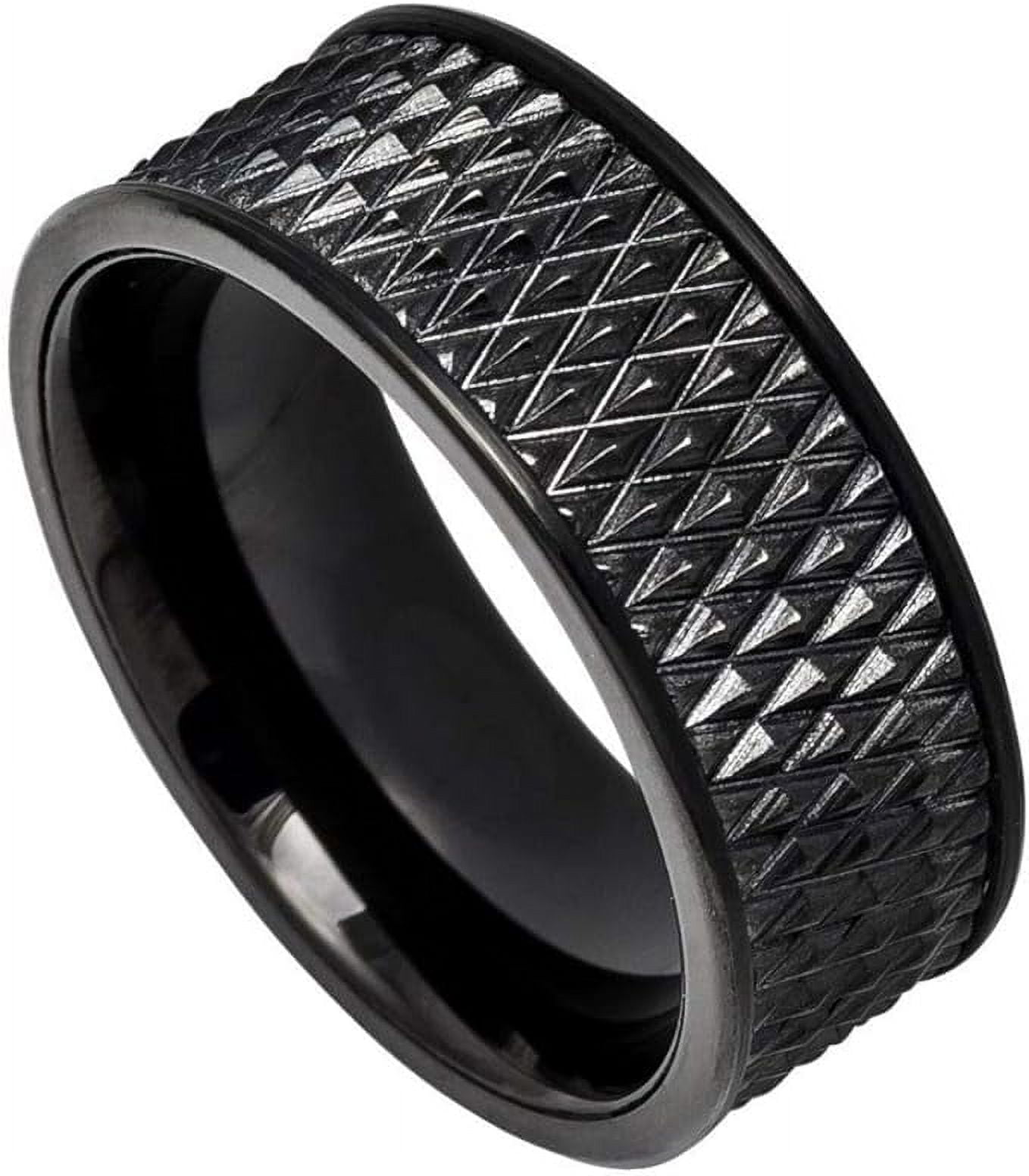 Ring for Men and Ladies ipauly inc Ring Black IP Plated Parallelogram ...
