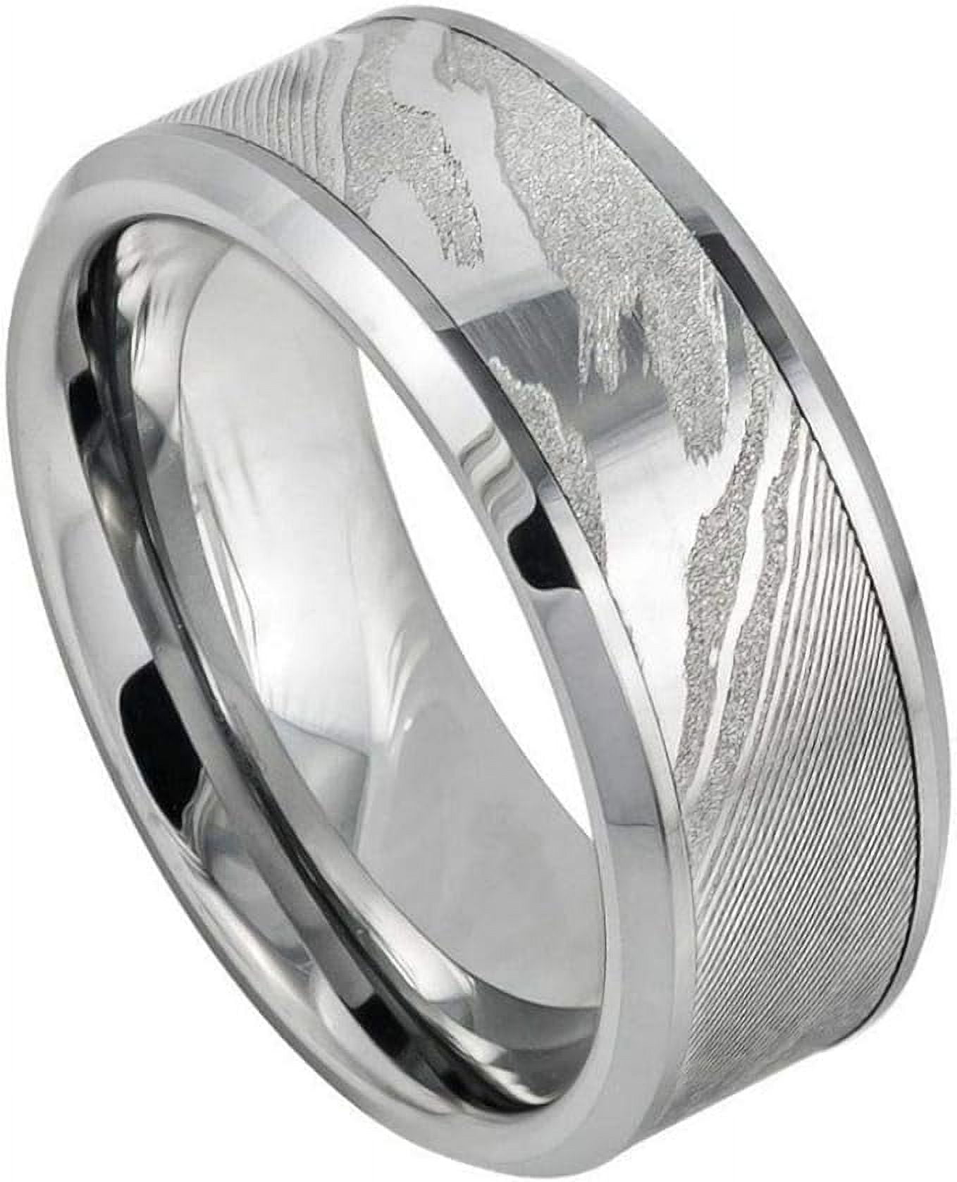Ring for Men and Ladies ipauly inc Ring Laser Carved Wood Grain Pattern ...