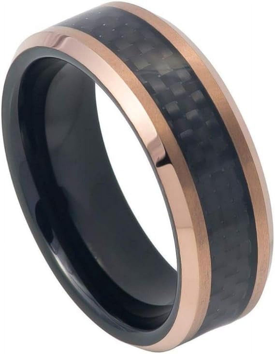 Ring for Men and Ladies ipauly inc Ring Two-tone Black IP Inside Rose ...