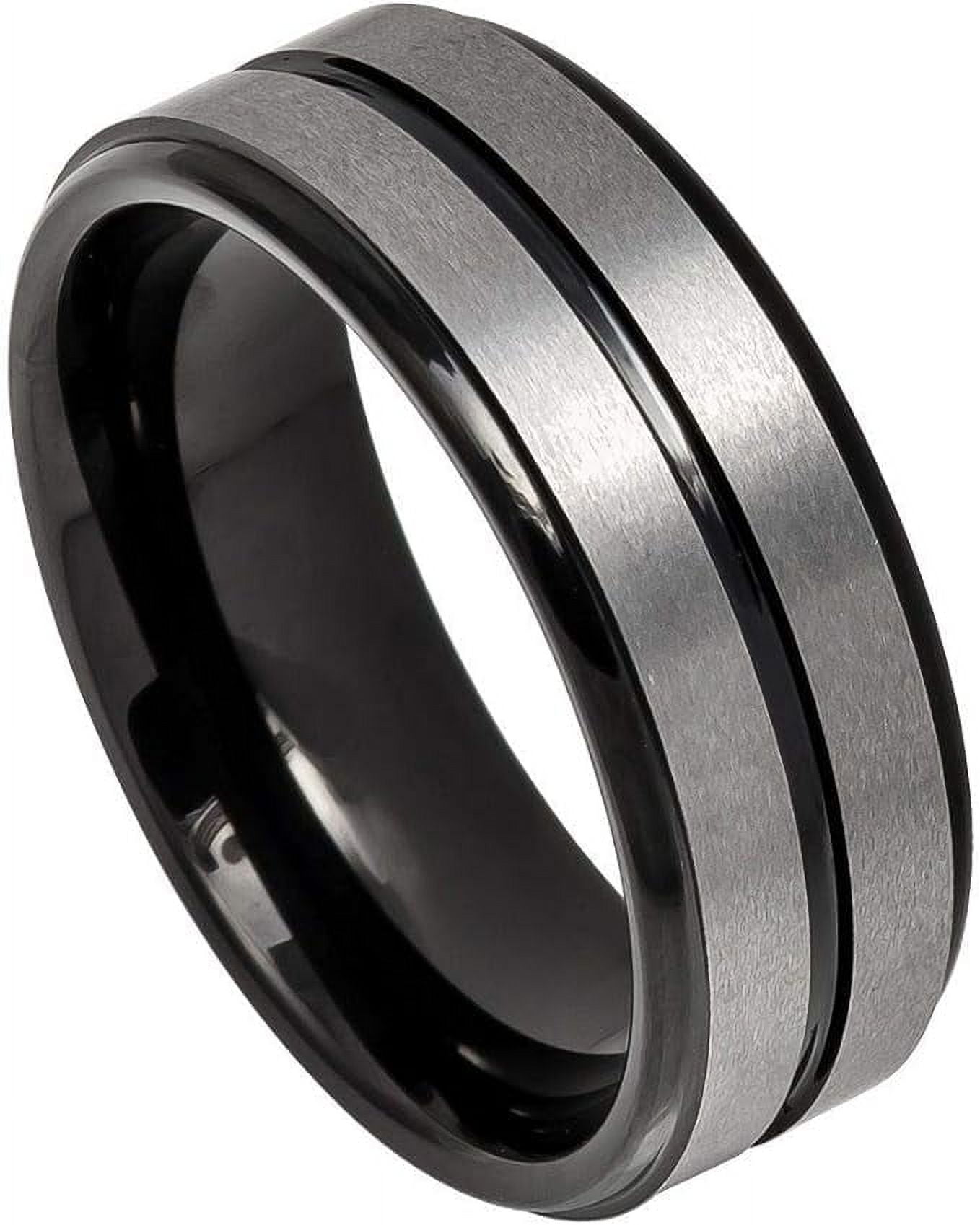 Ring for Men and Ladies ipauly inc Ring Two-tone Black IP Plated Center ...