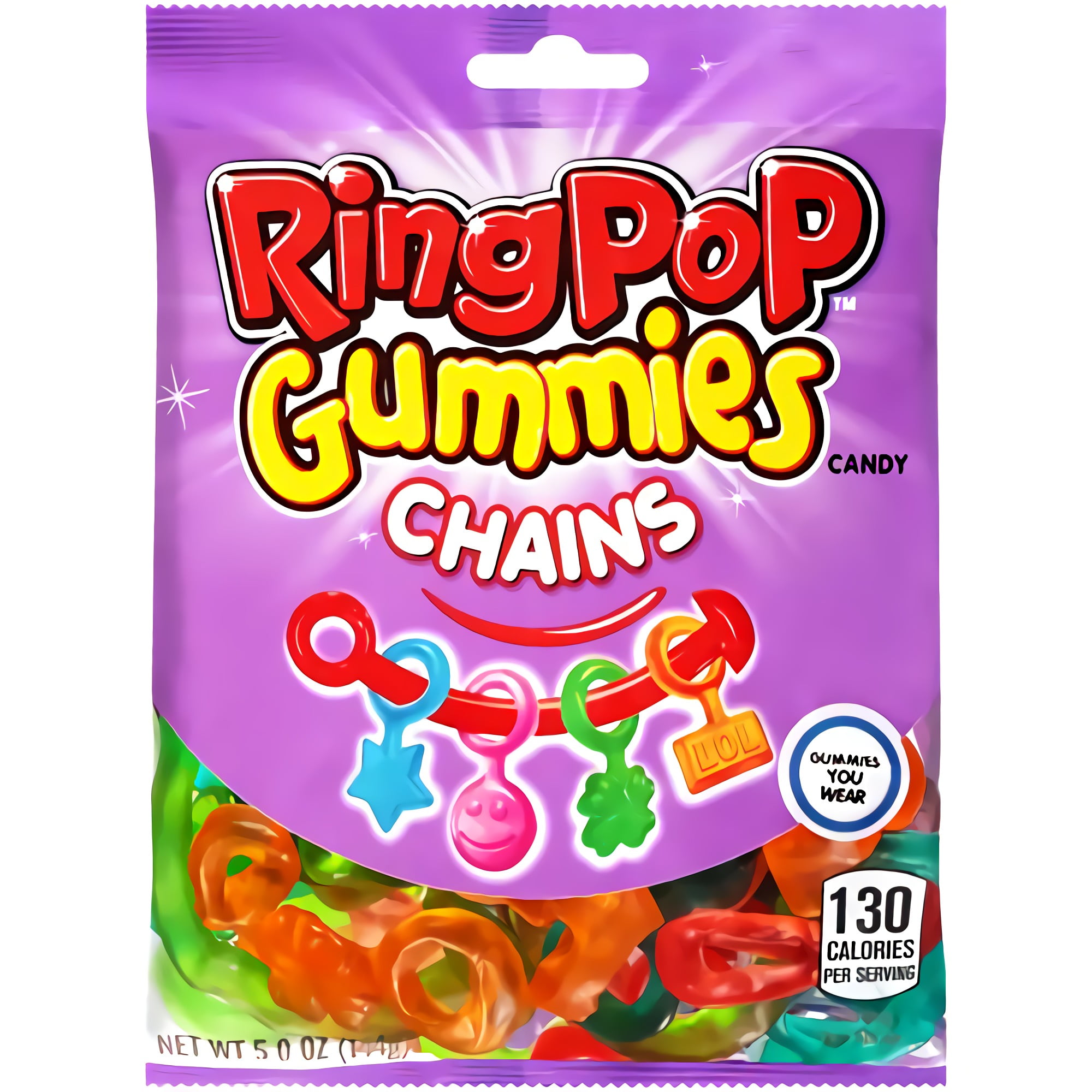 Ring POP Gummies Chains Candy, 5 Oz Bag - 12Count Assorted Flavors ...
