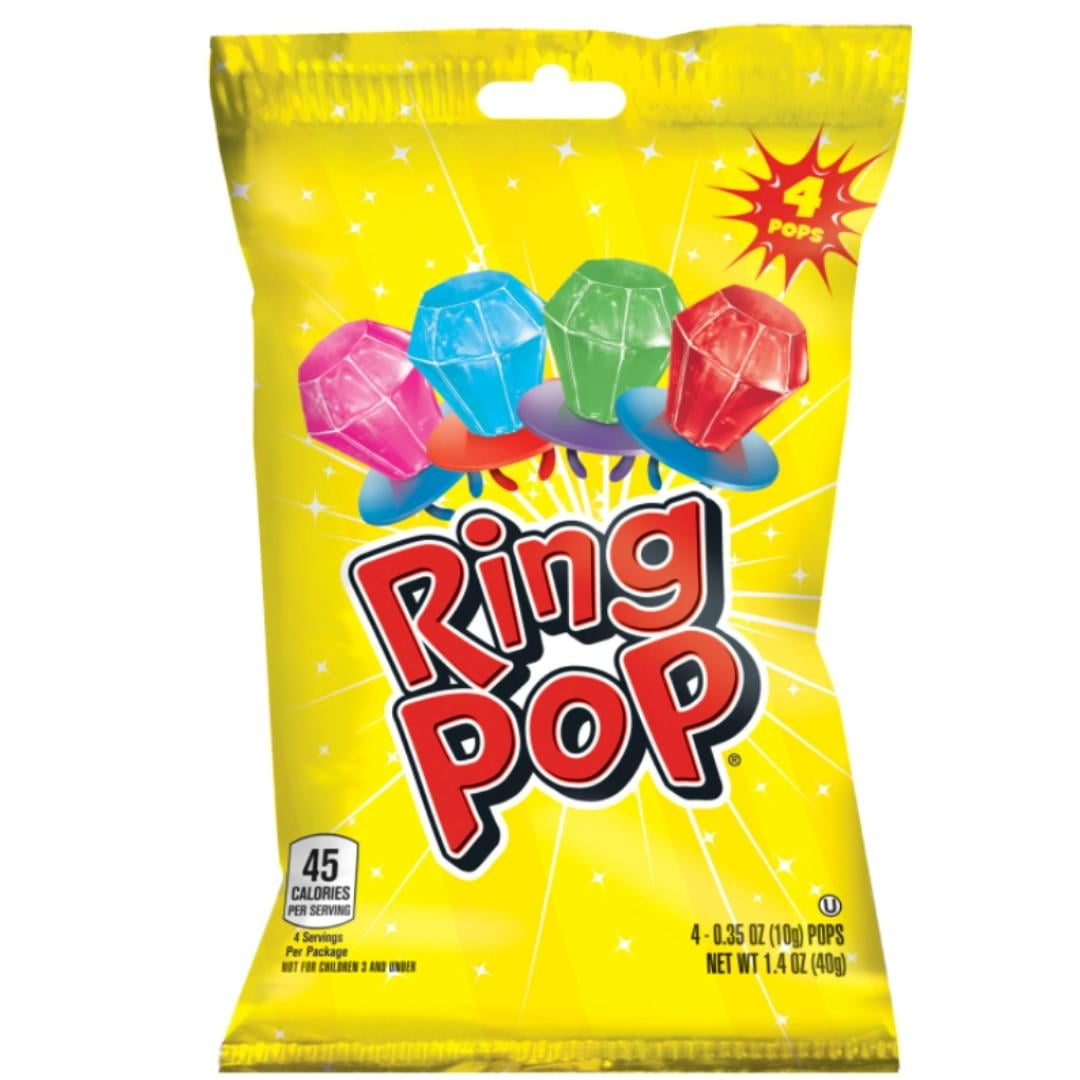 Ring Pop 4Ct. Pops 1.4 oz. Bag, Party Lollipop Suckers with Assorted ...
