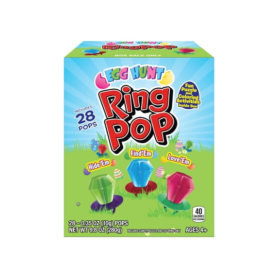 Ring Pop Easter Candy Lollipop Assorted Fruit Flavors, 28 Count Box ...