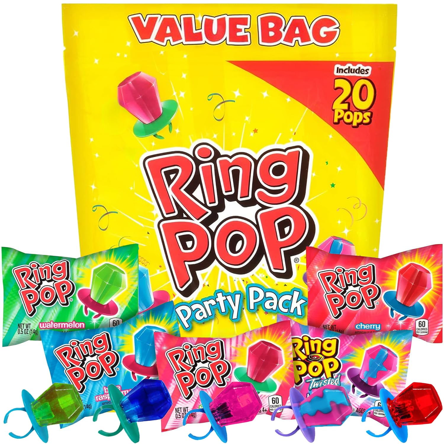 Ring Pop Easter Candy YYF14 Lollipops, 20 Ct Pack in Assorted Fruity ...