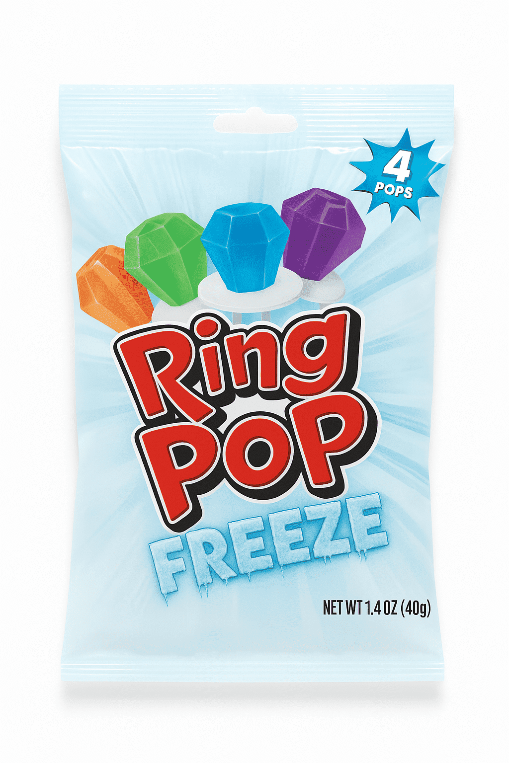 Ring Pop, Kosher, Freeze, Individually Wrapped Lollipops, 1.4 oz, 4 ...
