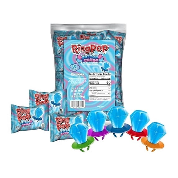 Ring Pop Individually Wrapped Cotton Candy Flavored Lollipop 30 Count ...
