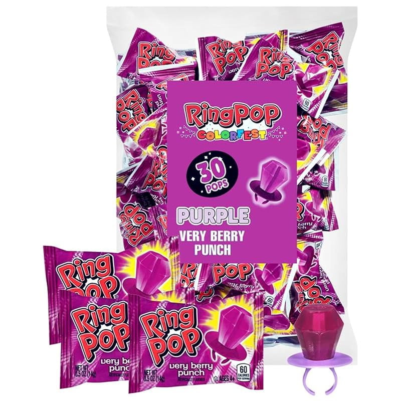 Ring Pop Purple Halloween Candy Lollipops, 30Ct Bulk Individually ...