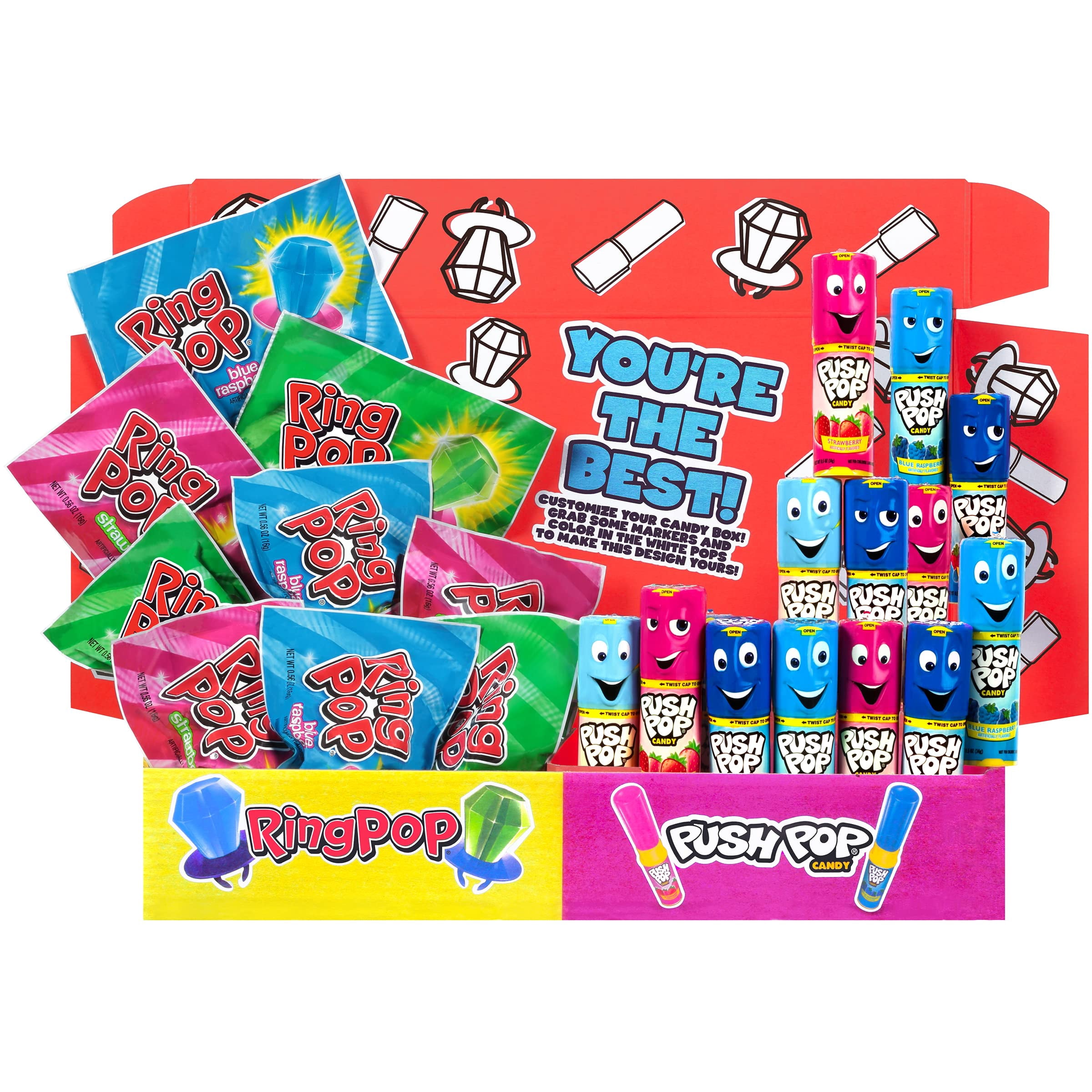 Ring Pop Push Pop 30 Count Halloween Candy Variety Pack - Assorted ...