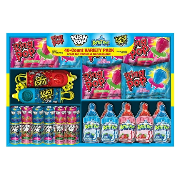 Topps Candy Variety Pack Ring Pop Push Pop Baby Bottle Juicy Drop (40 ...