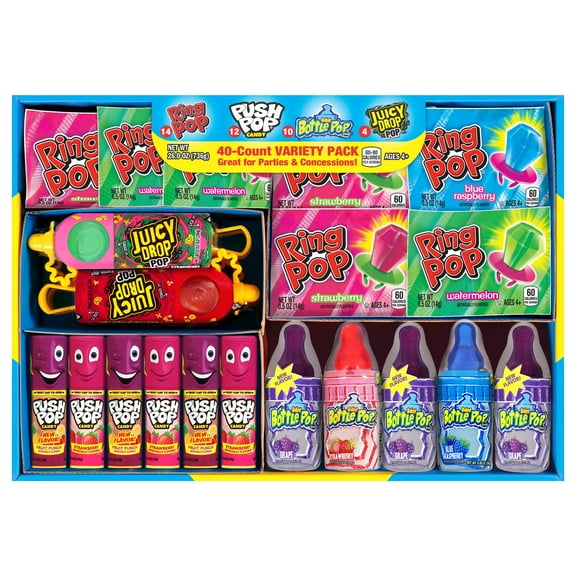 Juicy Drop Pop Variety Pack, Assorted Flavors Sweet Lollipops with Sour ...