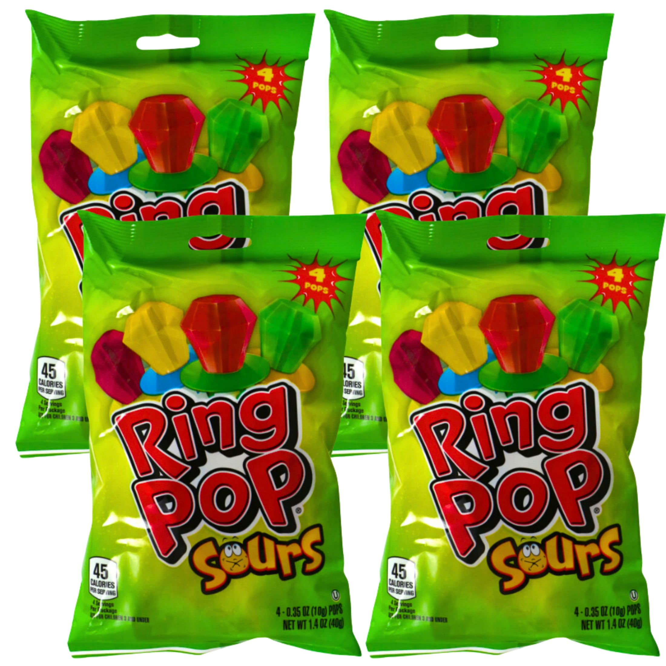 Ring Pop Sours, 4 Cts per Bag Individually Wrapped Fun Candy For ...