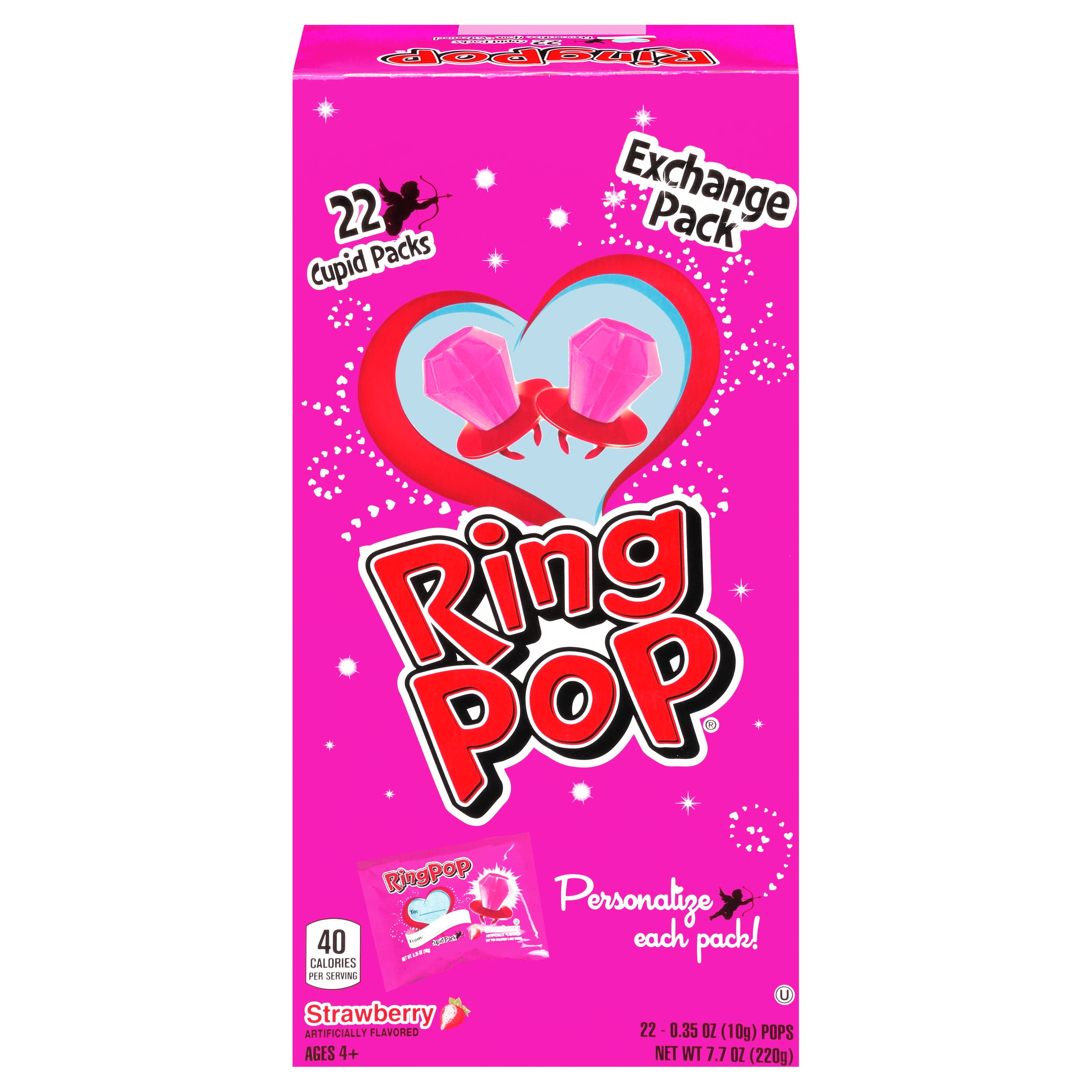 Ring Pop Valentine's Day Strawberry Lollipop, Kids Sucker Bulk Candy ...