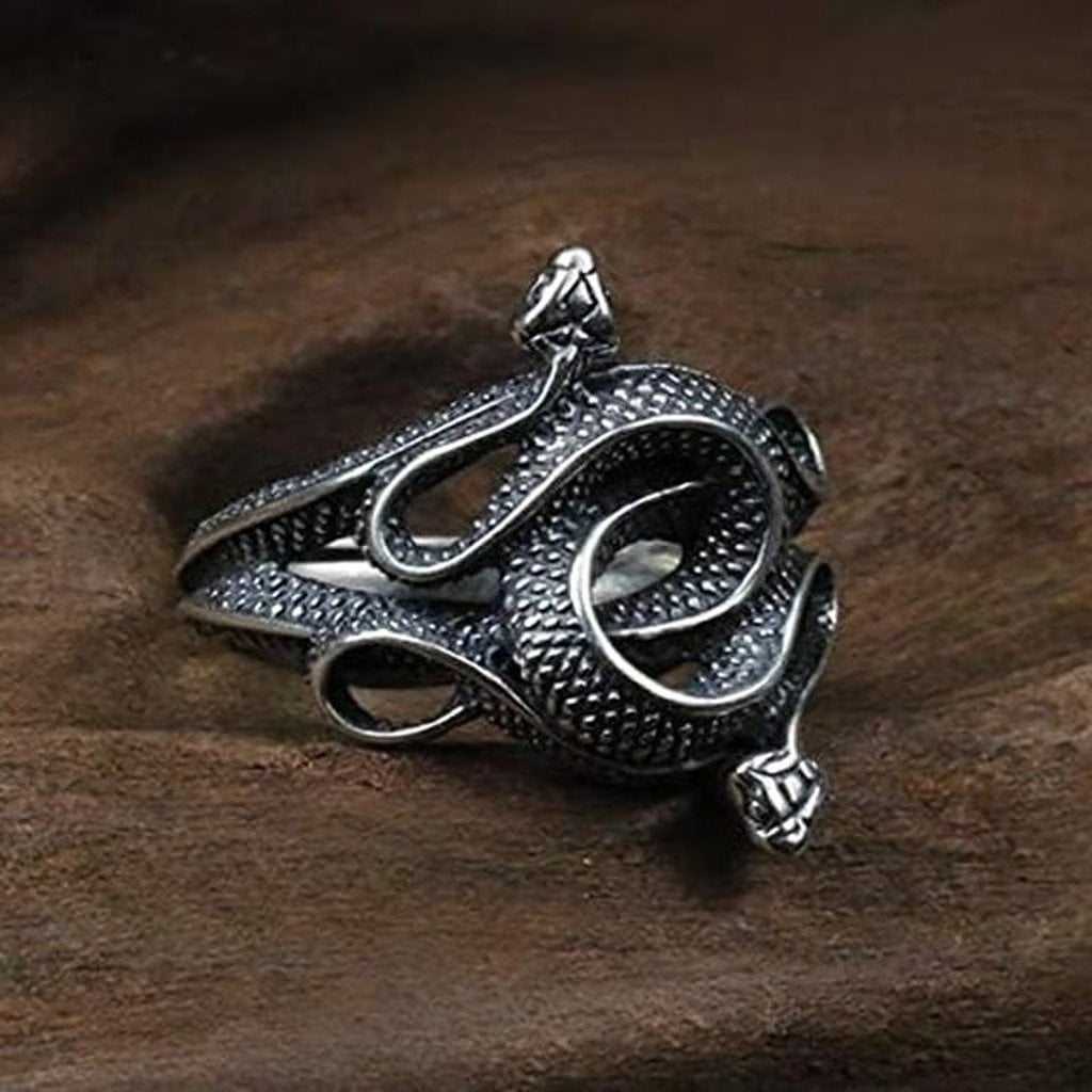 Ring Resize-able Snake Ring Set Serpent Silver Ouroboros Couples Lovers ...