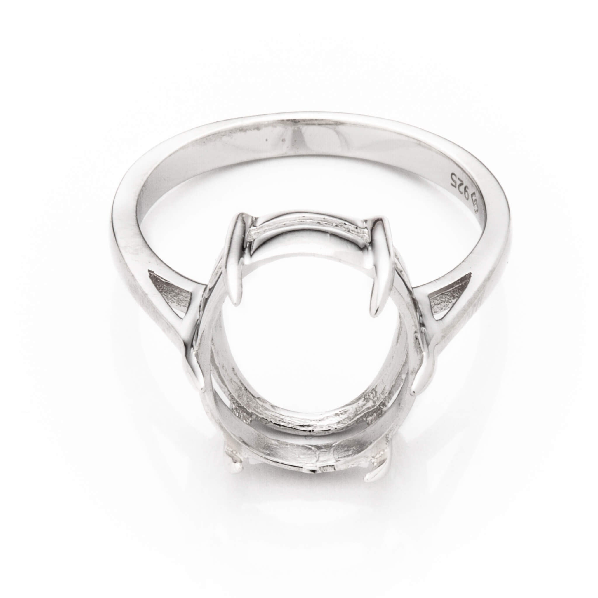 Ring Setting with Oval Prongs Mounting in Sterling Silver 10x13mm ...