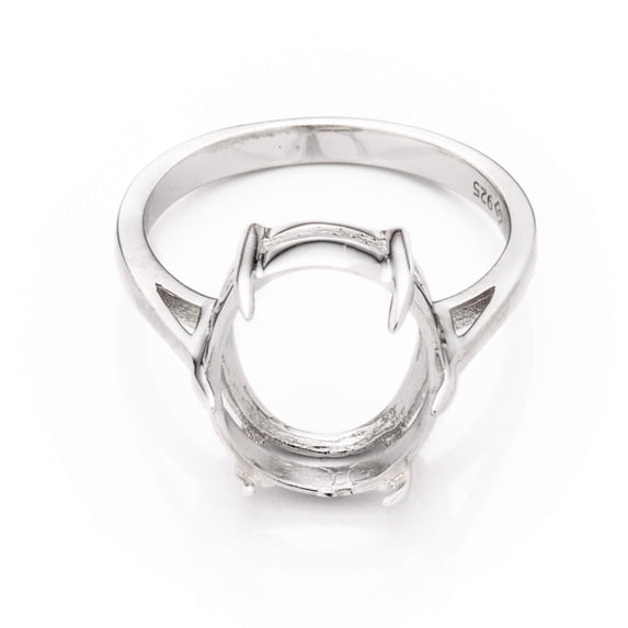 Ring Setting with Oval Prongs Mounting in Sterling Silver 10x13mm ...