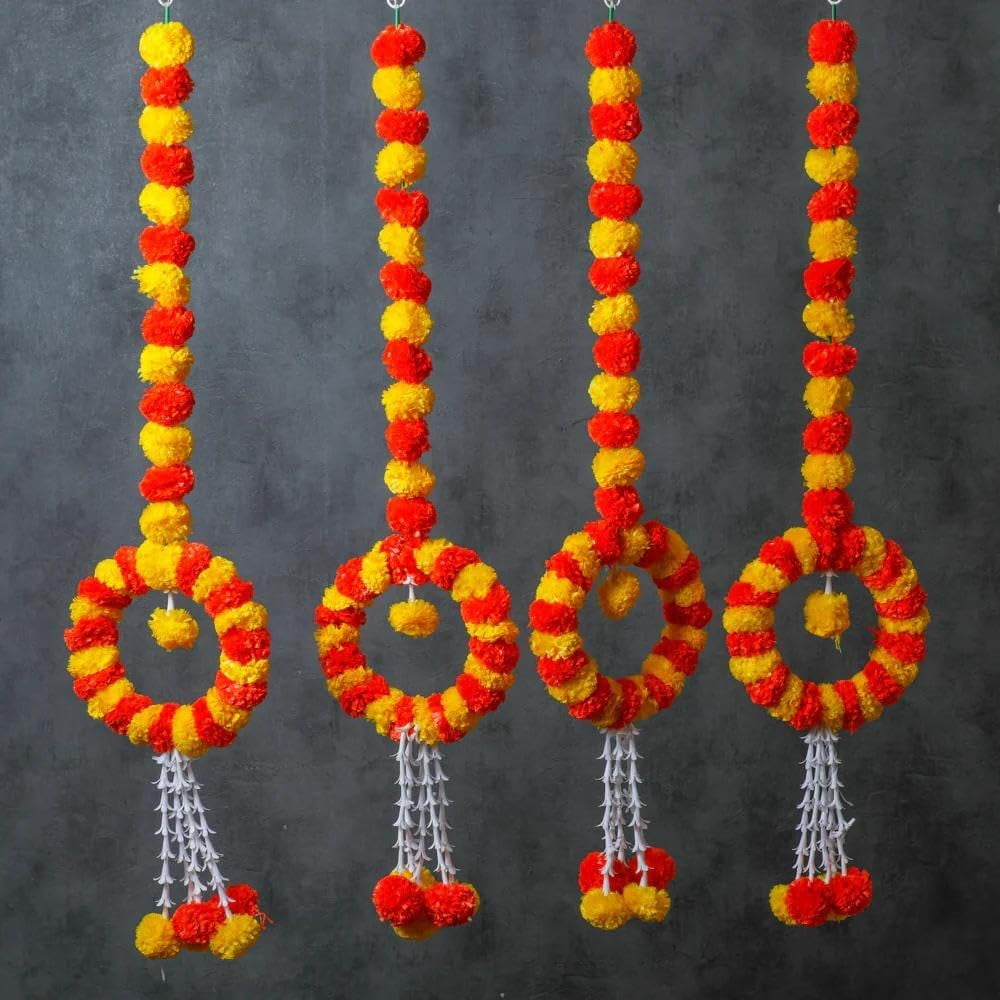 Ring Shape Phoolon Ki Ladi | Indian Artificial Flowers Hanging Decors ...