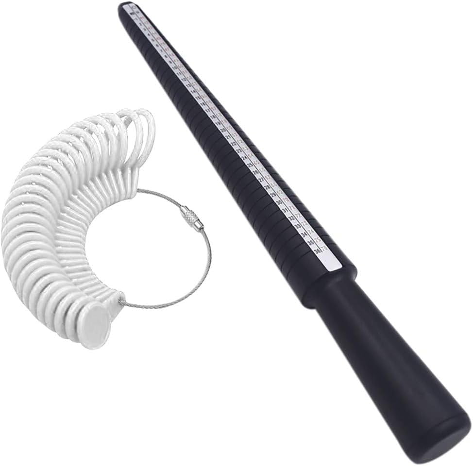 Ring Size Stick Mandrel Finger Gauge Ring Sizer Set Measuring Sizes ...