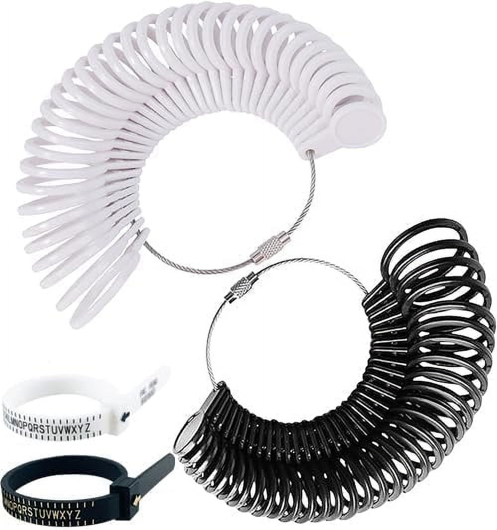 Ring Sizer Gauge Set with Black and Whiter A-Z Ring Measurement Tool ...