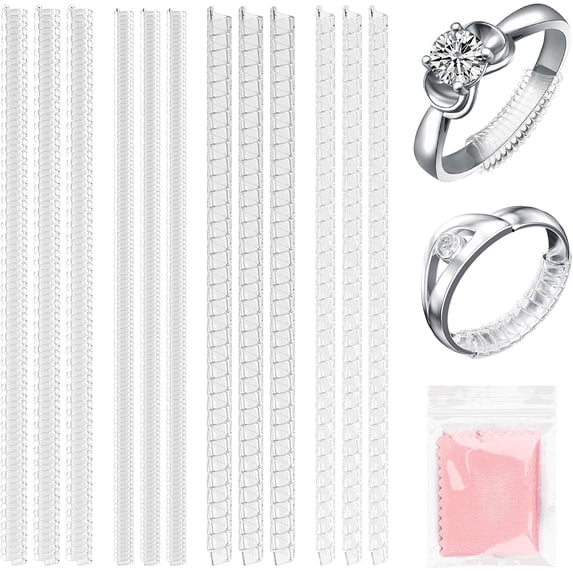 Ring Sizer for Loose Rings, 12 Pack 4 Sizes, Invisible Clear , Non-Slip ...