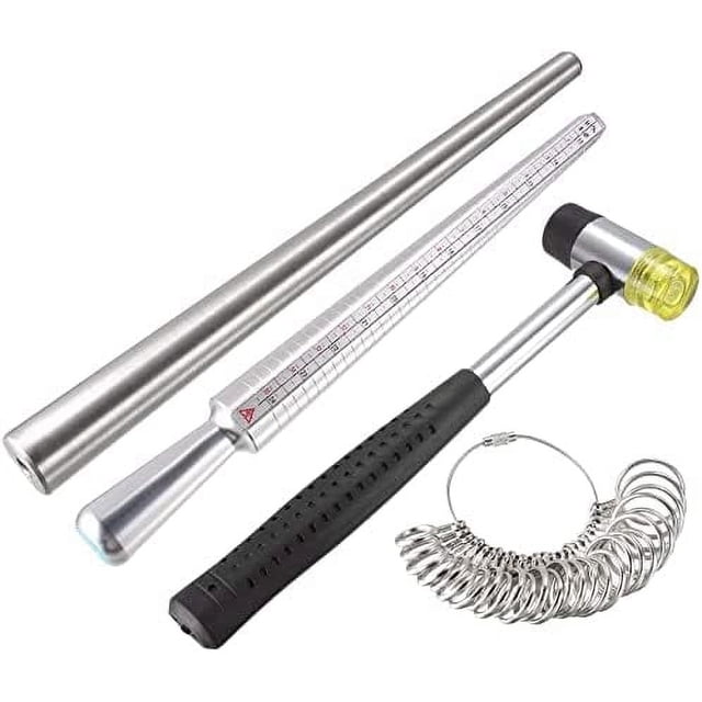 Ring Sizer Mandrel Kit Finger Measuring Ruler Gauge with Circle Models ...