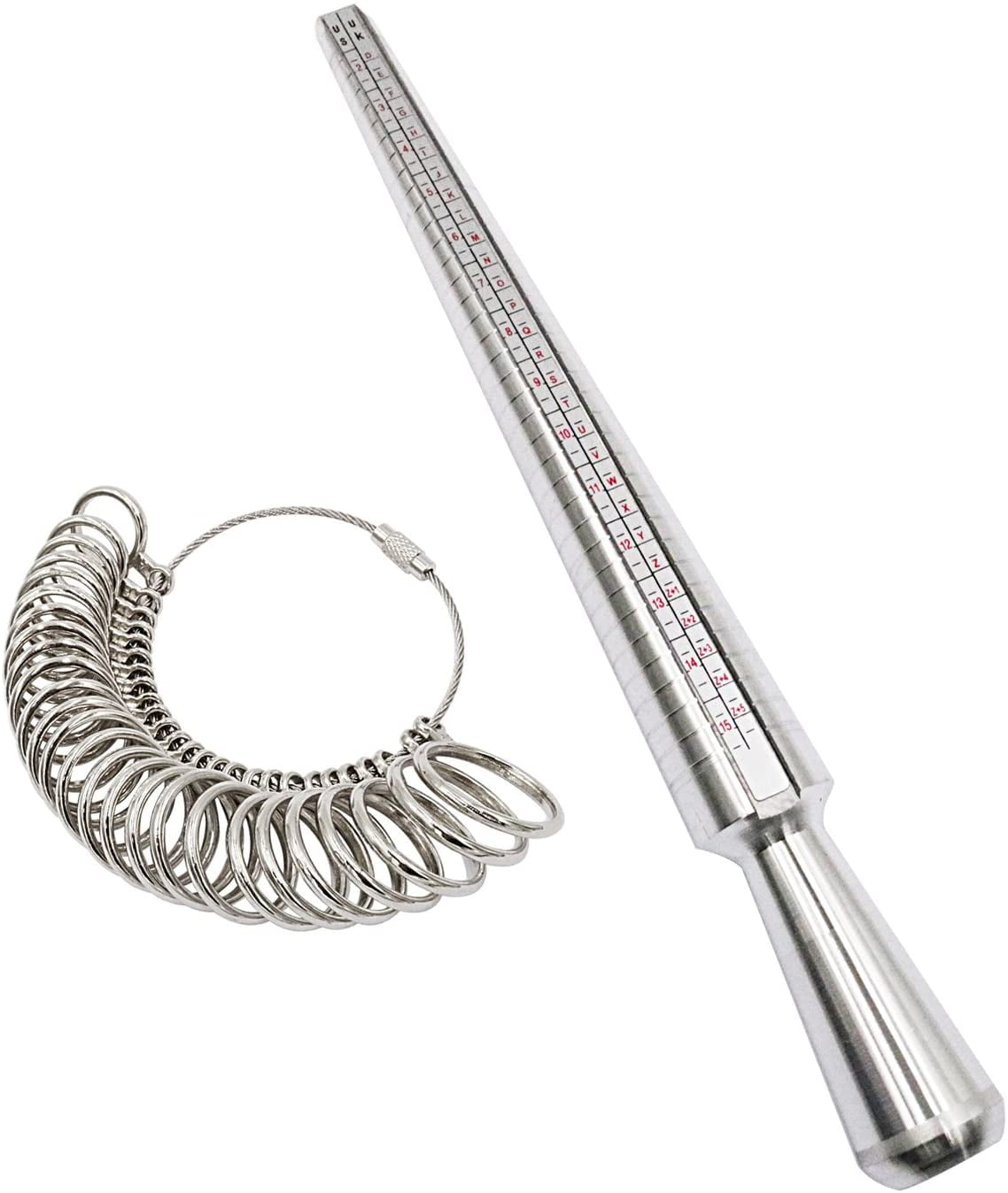 Ring Sizer Mandrel Metal UK Rings Size Measure Tool Finger Gauge Kit ...