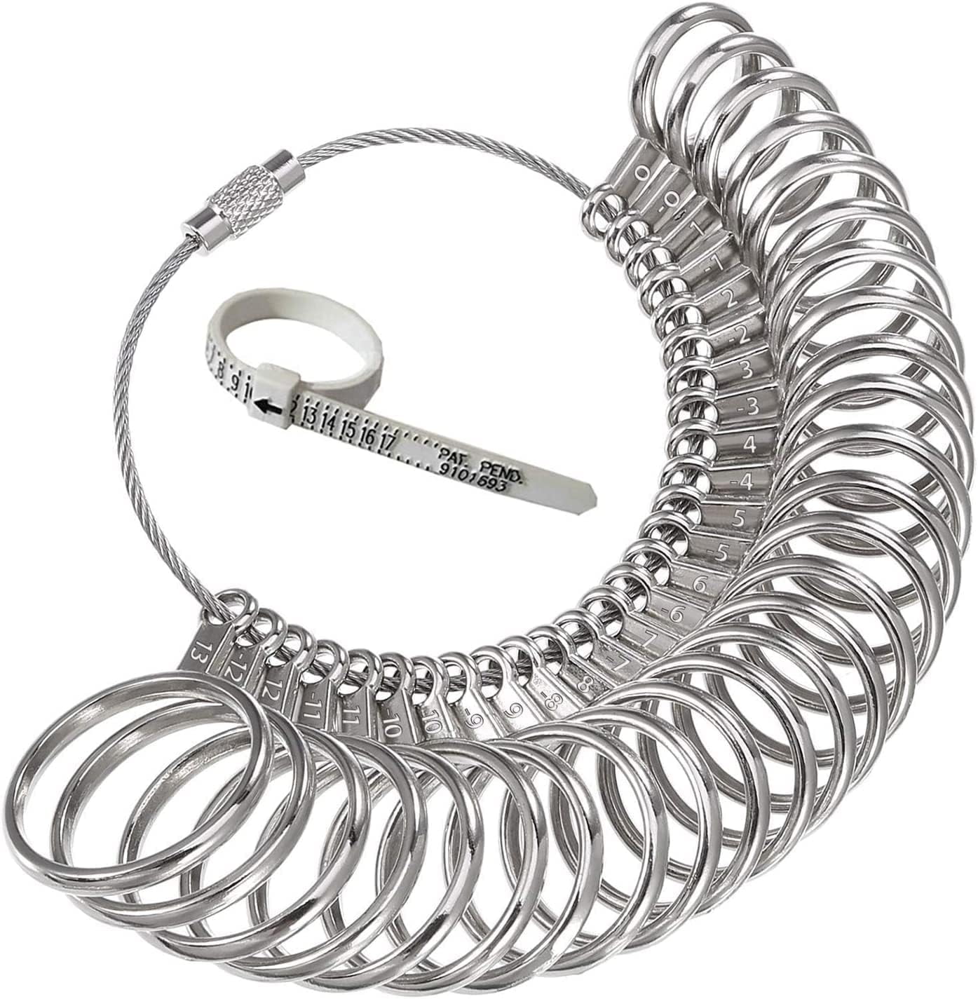 Ring Sizer Measurement Finger Ring Gauge Measurer/Mandrel Silver Finger ...