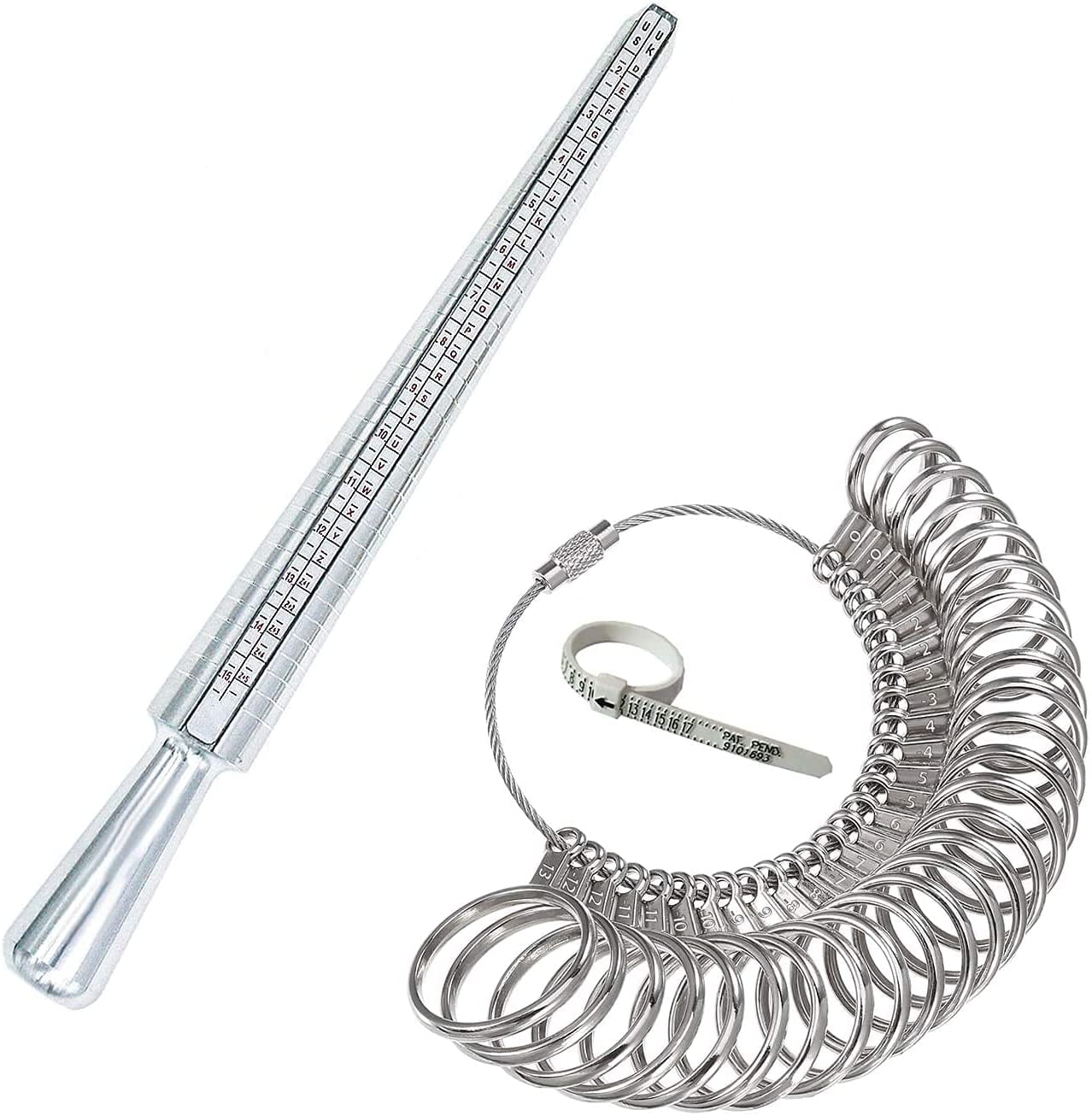 Ring Sizer Measurement Finger Ring Gauge Measurer/Mandrel Silver Finger ...