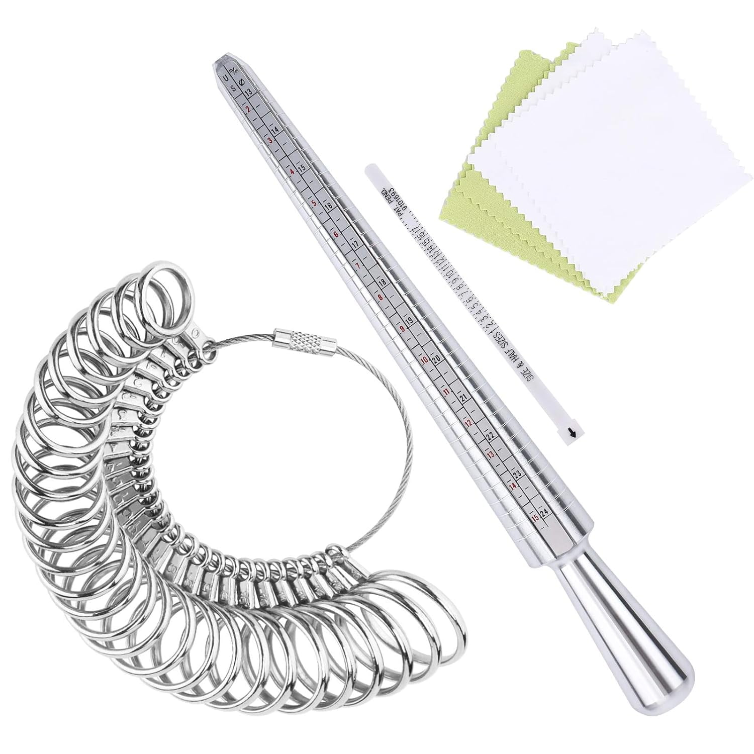 Ring Sizer Measuring Tool, Aluminum Ring Mandrel, 27 Pcs Premium Metal ...