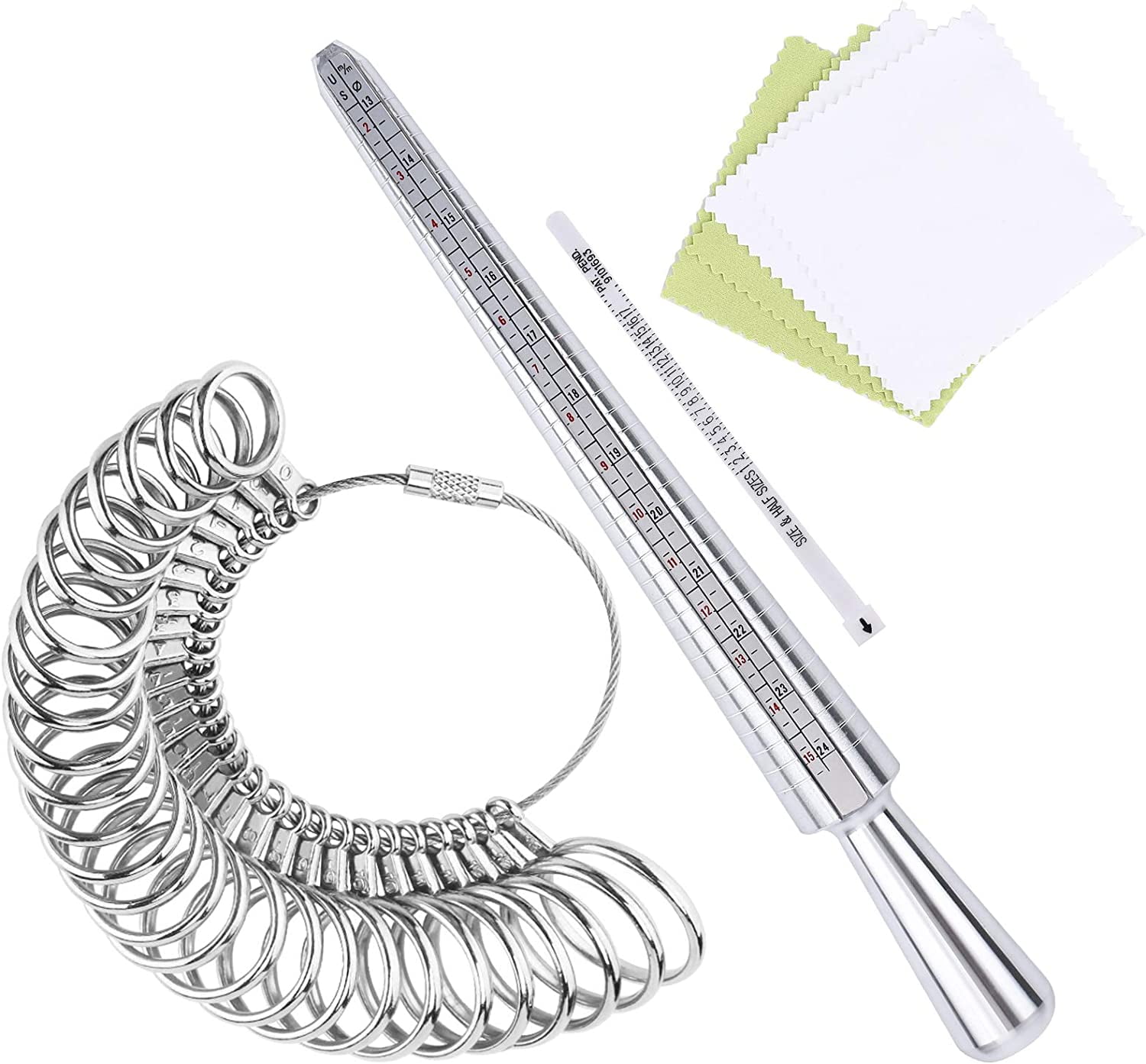Ring Sizer Measuring Tool, Aluminum Ring Mandrel, 27 Pcs Metal Ring ...