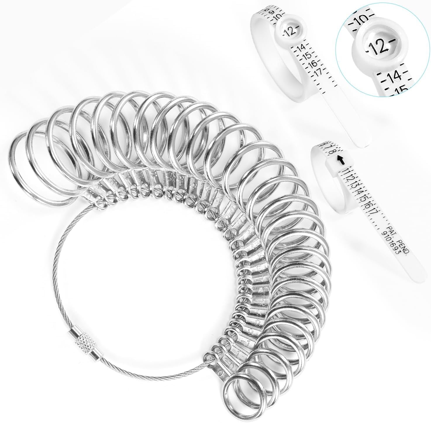 Ring Sizer Measuring Tool Kit，27 PCS Stainless Steel Measuring Ring ...