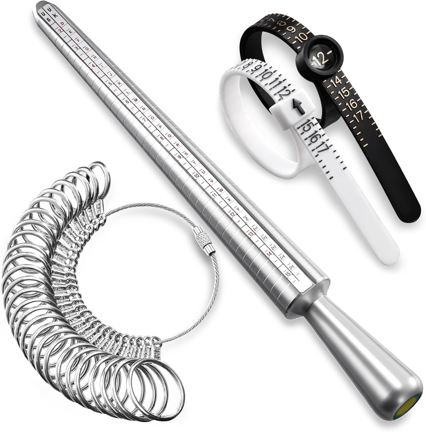 Ring Sizer Measuring Tool Set, Ring Gauges with Finger Sizer Mandrel ...