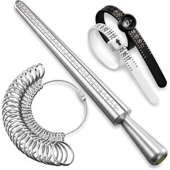 Ring Sizer Measuring Tool Set, Ring Gauges with Finger Sizer Mandrel ...