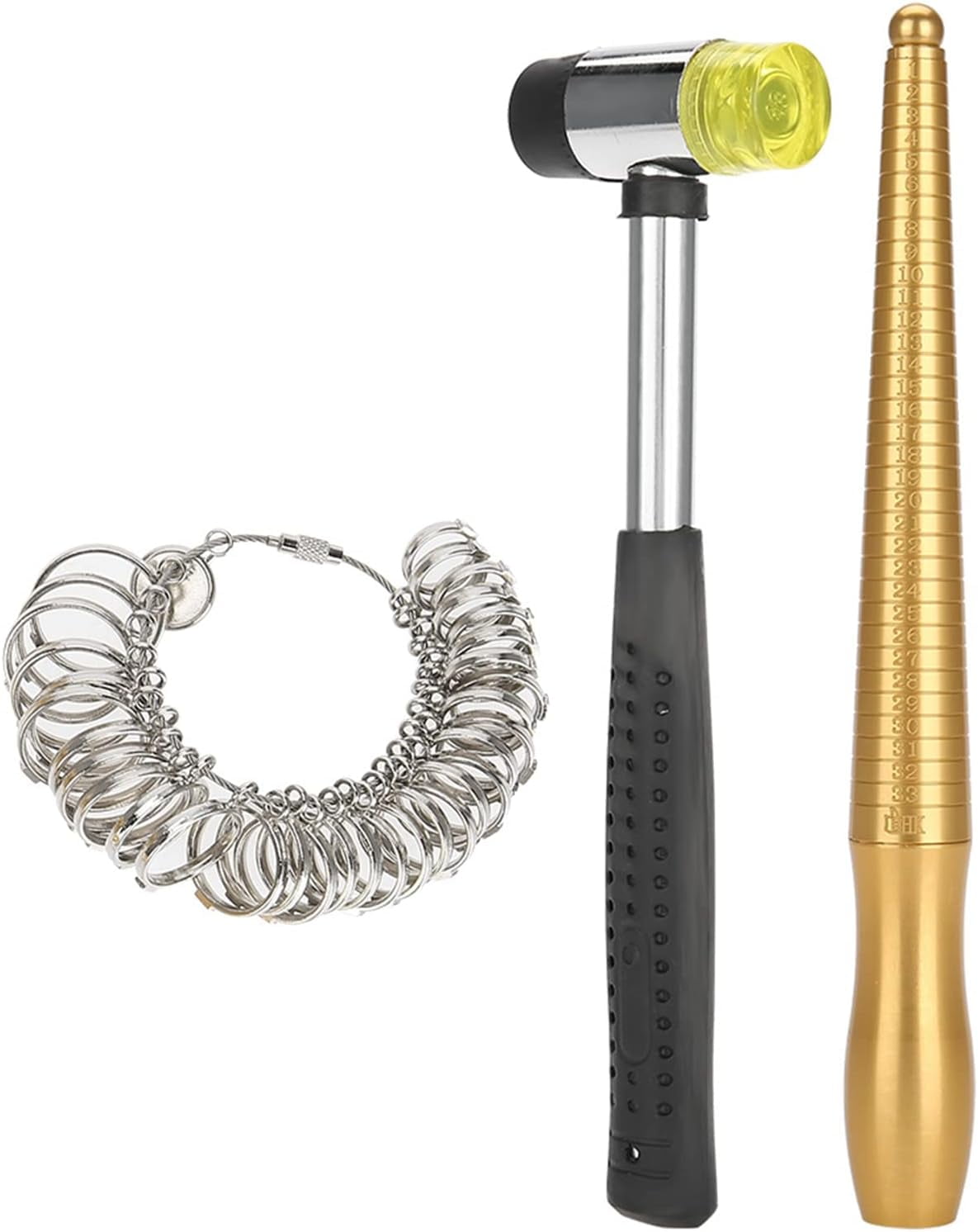 Ring Sizer Ring Mandrel and Hammer Set, Accurate Finger Size Measuring ...