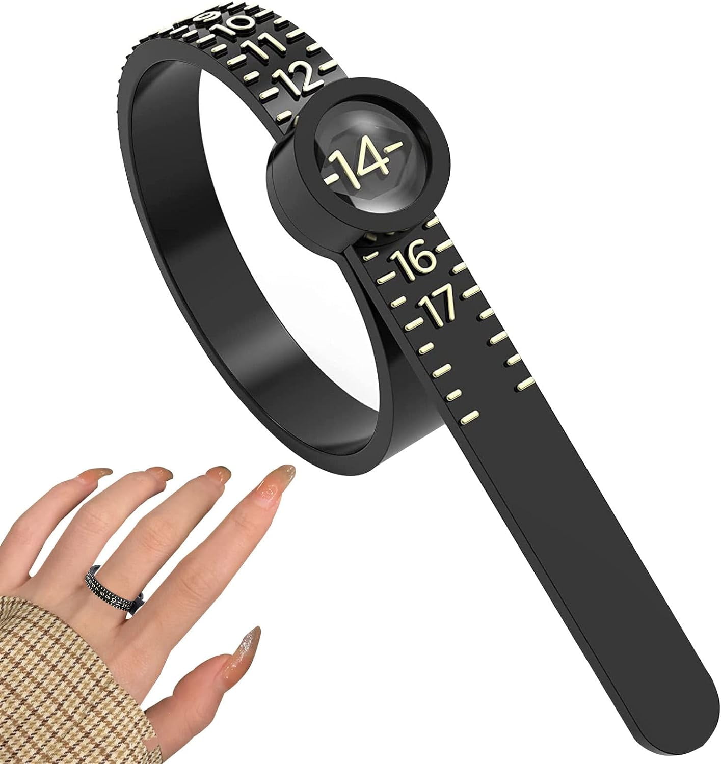 Ring Sizer Ruler | Ring Sizer Measuring Set with Magnified Glass ...