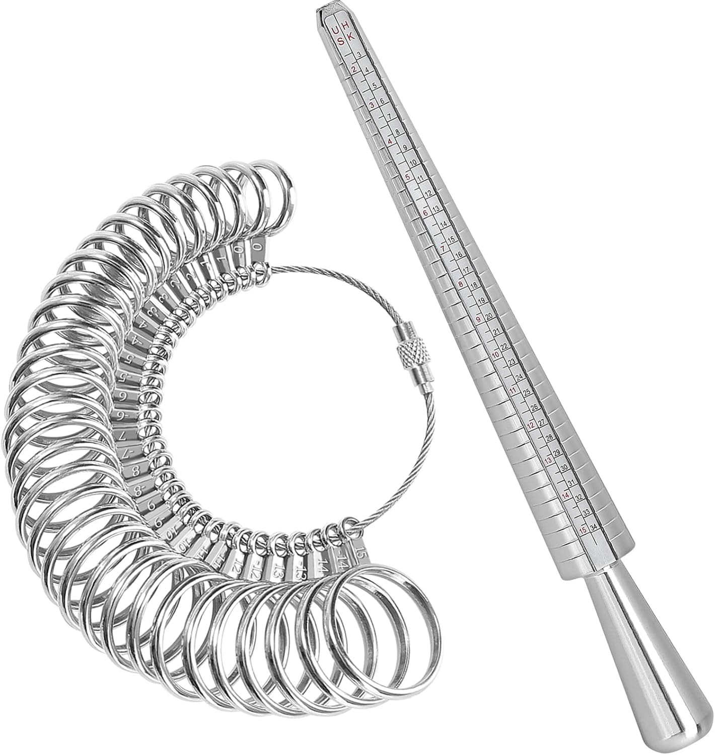 Ring Sizer Tool Including Ring Mandrel & Ring Sizer Guage, 4 Sizes Ring ...