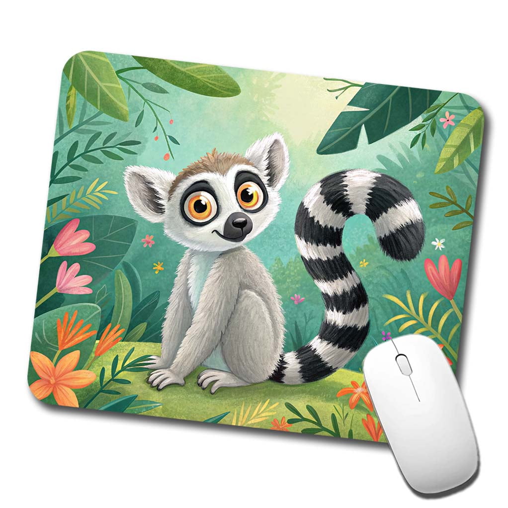 Ring-Tailed Lemur Children's Illustration Style Mouse Pad Low Profile ...