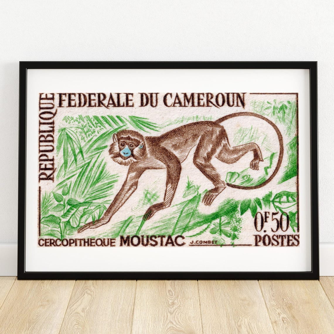 Ring Tailed Lemur - Vintage Burma Art - Postage Stamp Print - Aesthetic ...