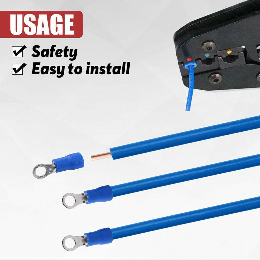 Ring Terminal Blue 16-14 GA AWG Gauge 5/16" Crimp Wire Connectors ...