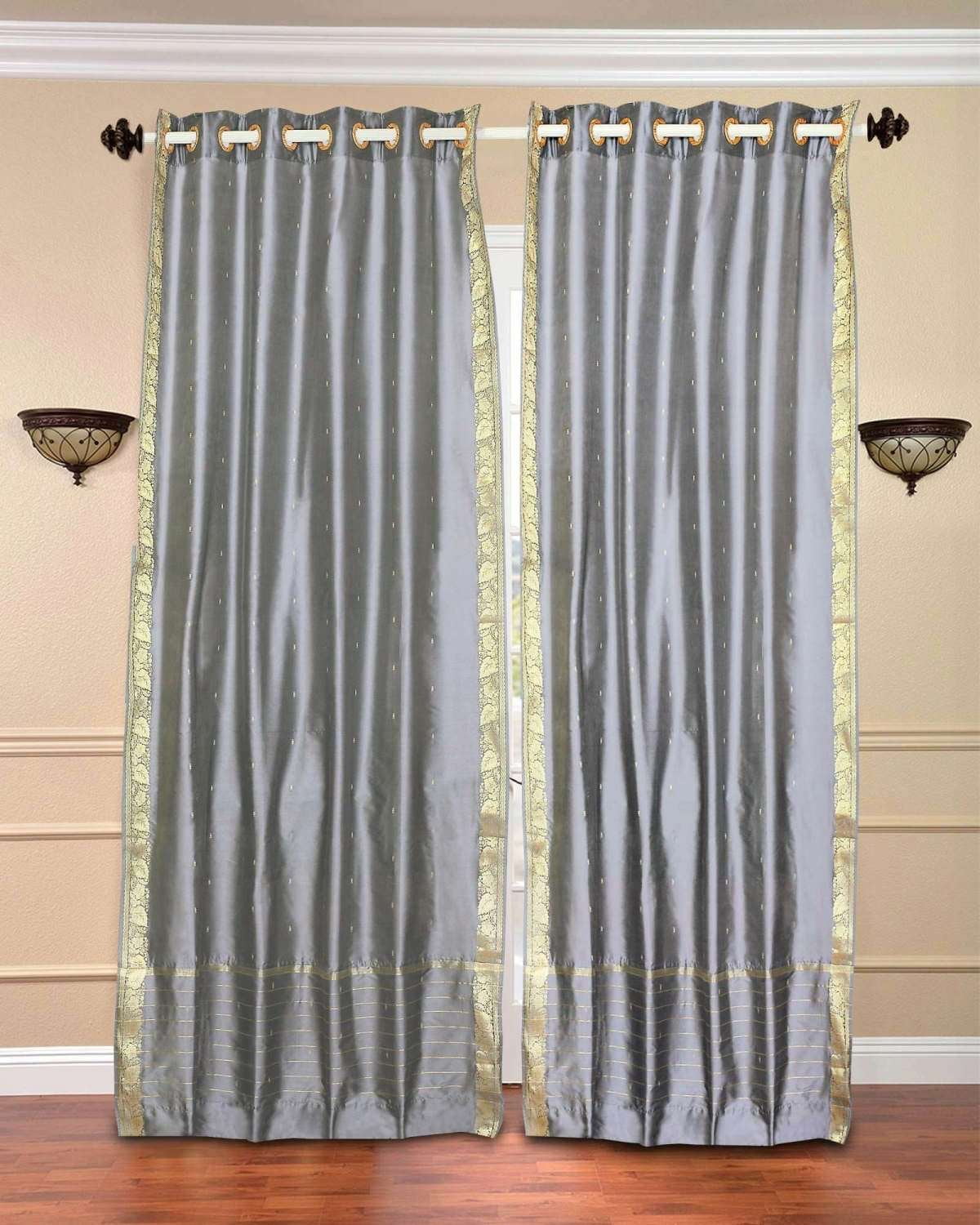 Ring Top Sheer Sari Curtains 43" W X 120" L matching tiebacks ...