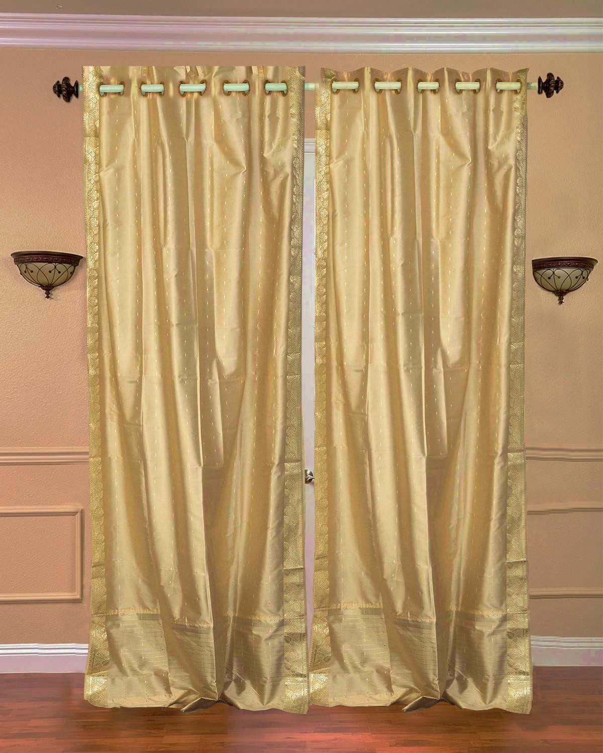 Ring Top Sheer Sari Curtains 43" W X 63" L matching tiebacks ...