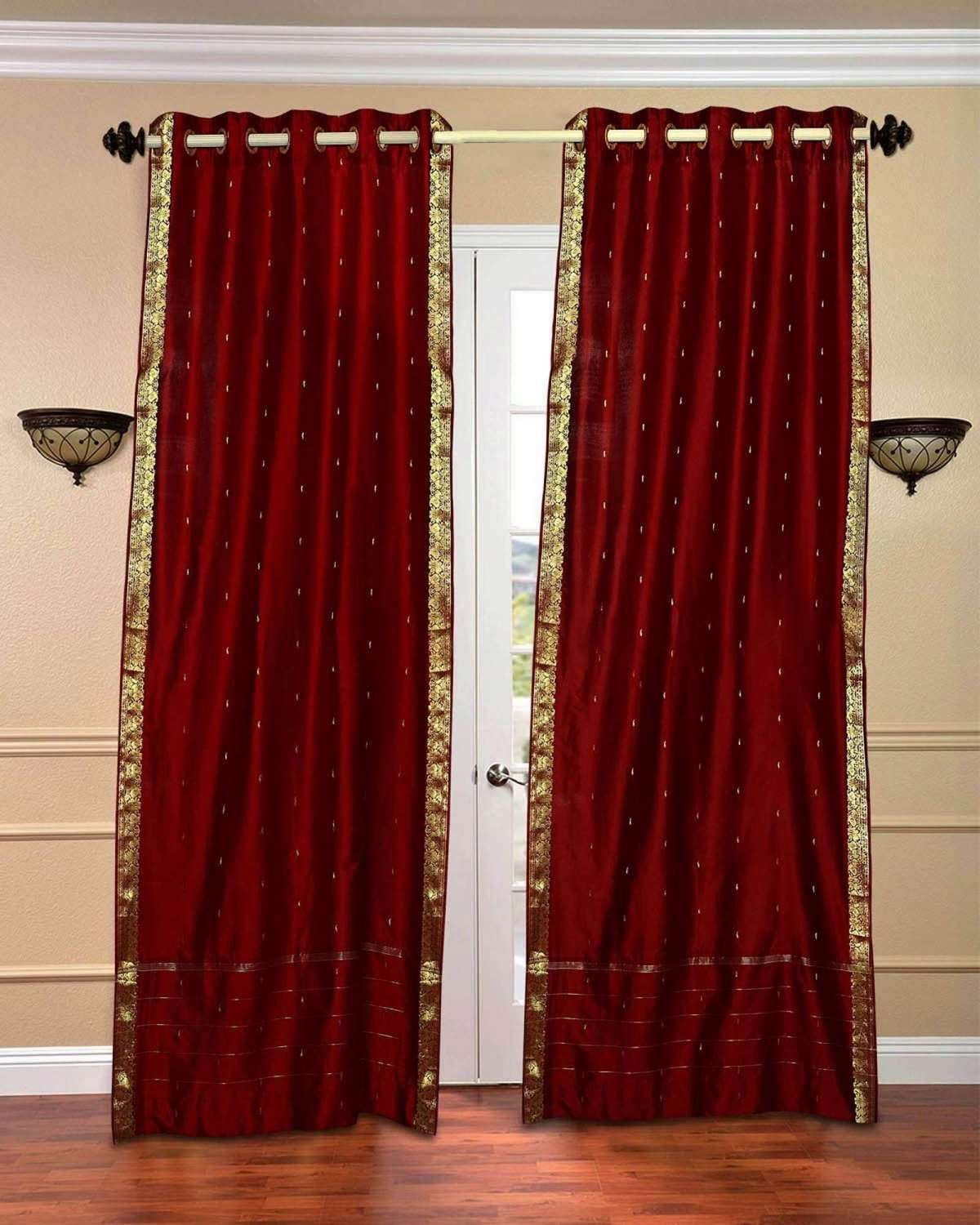 Ring Top Sheer Sari Curtains 80" W X 108" L matching tiebacks ...