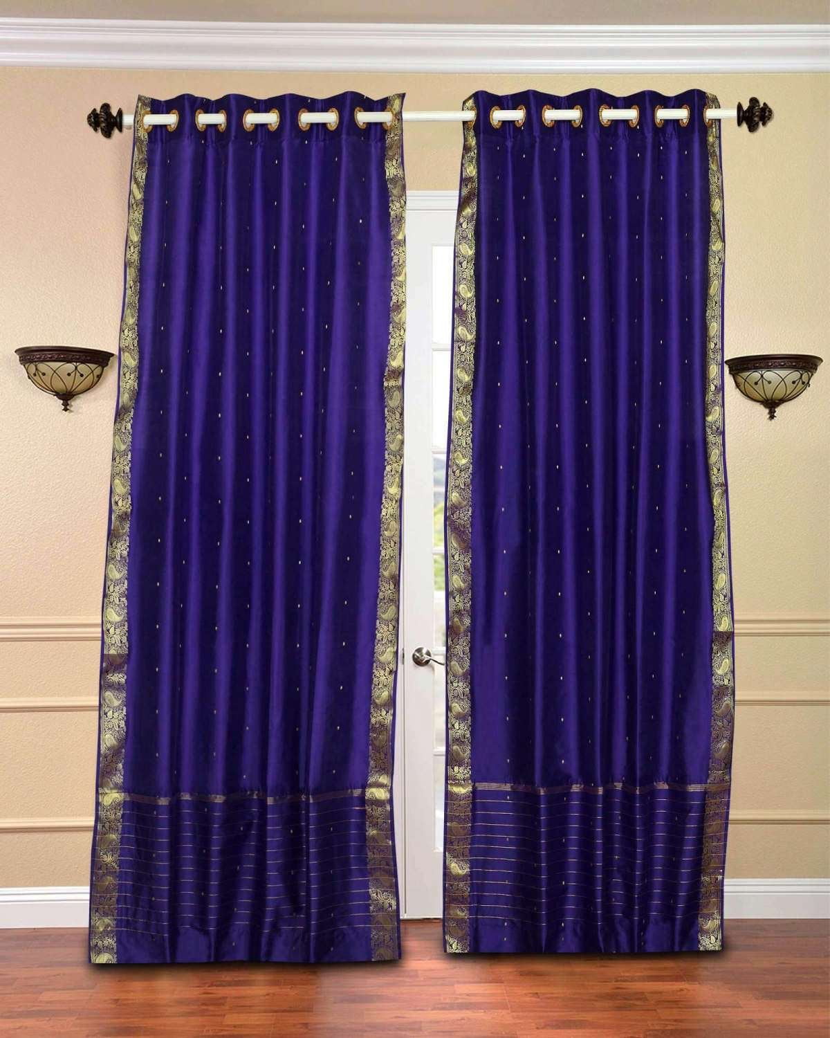 Ring Top Sheer Sari Curtains 80" W X 63" L matching tiebacks ...