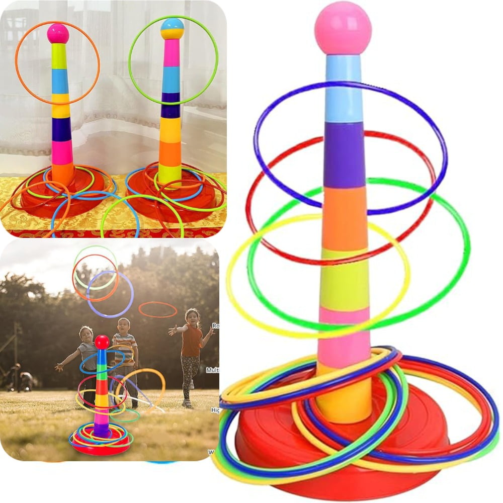 Ring Toss Game for Kids Adults, Ring Toss Game Set with 2 Columns+24 ...