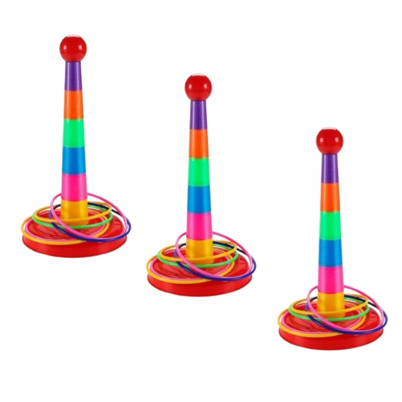 Ring Toss Game Set, 12 Throwing Colorful Rings with Plastic Tower ...