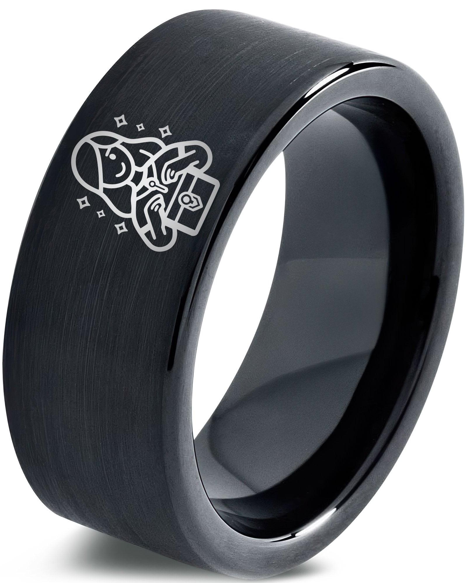 Ring Tungsten Gamer Black Wedding Womens Rings Funeral Designs Mom Men ...